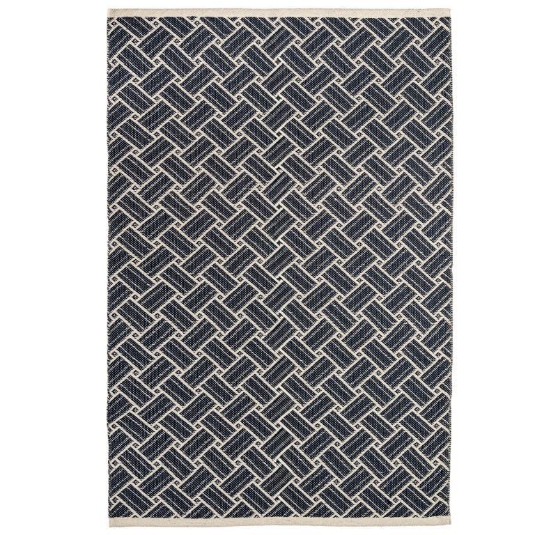 Handwoven Rugs in Interlock in Navy - Miss Lyn