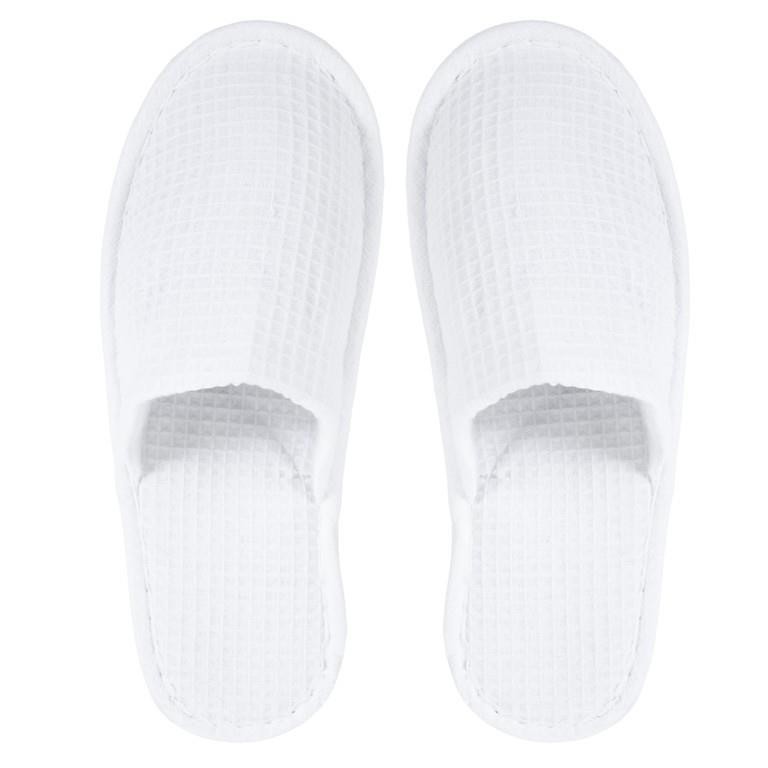 Disposable Closed Toe Waffle Slippers - 100 Pairs in White