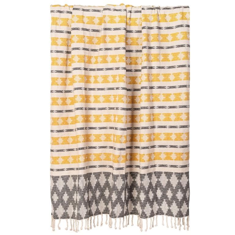 100% Cotton Throw | Pyramid Weave in Yellow | 150cm x 200cm